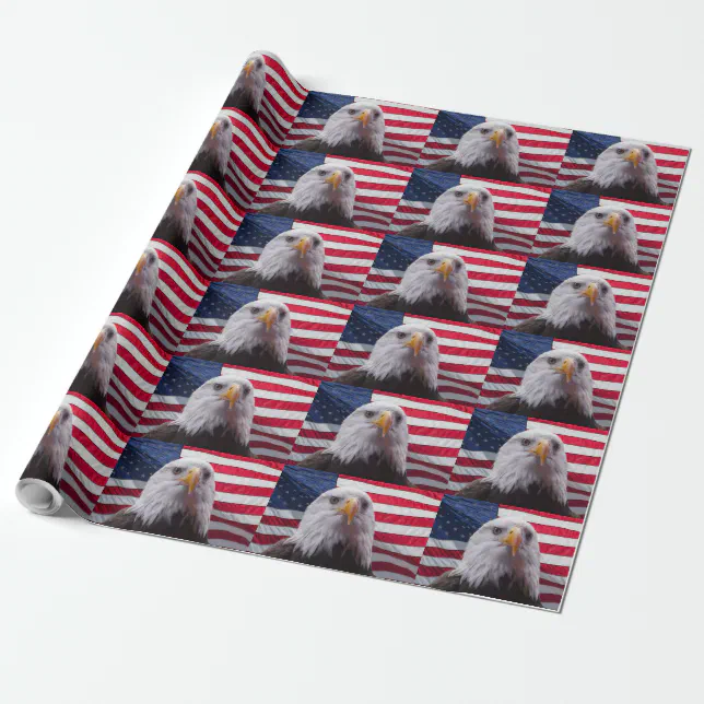 American flag and bald eagle wrapping paper | Zazzle
