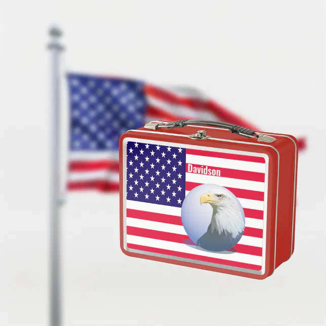 American Flag And Eagle Metal Lunch Box | Zazzle