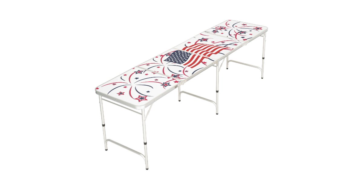 American Flag and Fireworks Beer Pong Table | Zazzle
