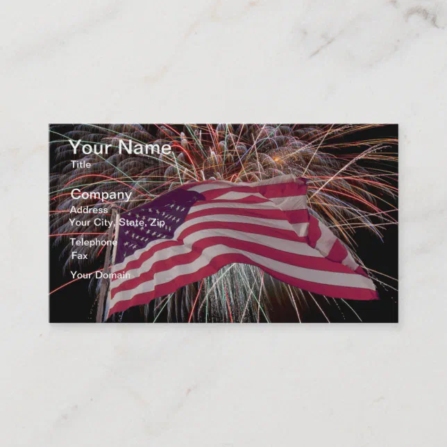 American Flag and Fireworks Business Card | Zazzle