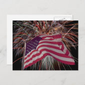 American Flag and Fireworks Postcard | Zazzle