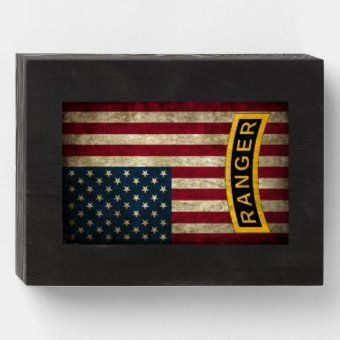 American Flag Army Ranger School Tab - Wooden Box Sign | Zazzle