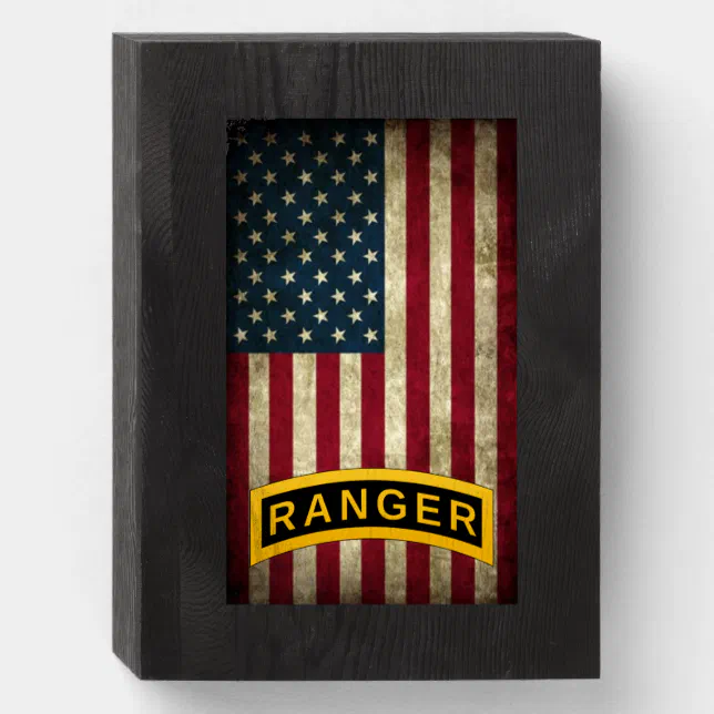 American Flag Army Ranger School Tab - Wooden Box Sign | Zazzle