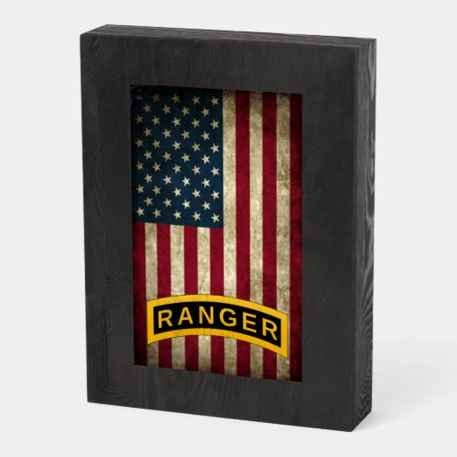 American Flag Army Ranger School Tab - Wooden Box Sign | Zazzle