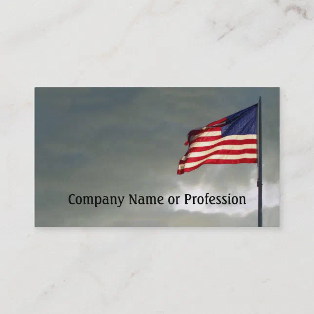 American Flag at sunset, blue sky Patriotic Business Card | Zazzle