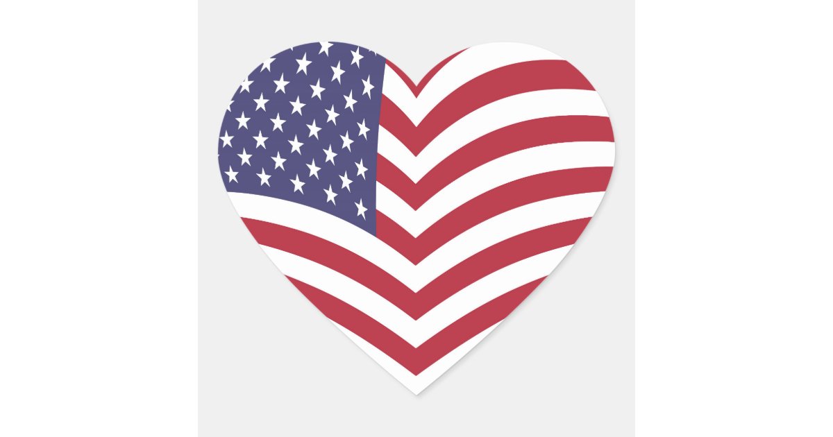 American Flag background Heart Sticker | Zazzle