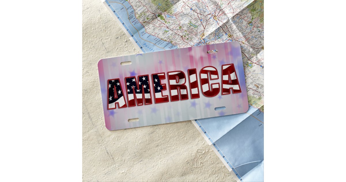 American Flag Background License Plate | Zazzle