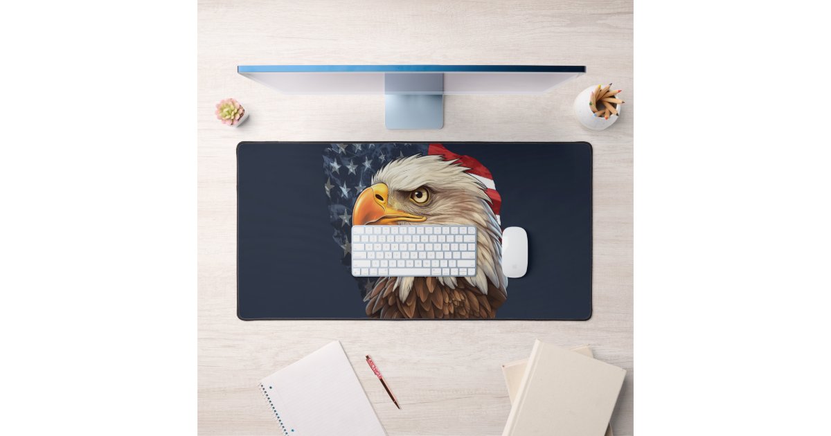 American Flag Bald Eagle Desk Mat | Zazzle