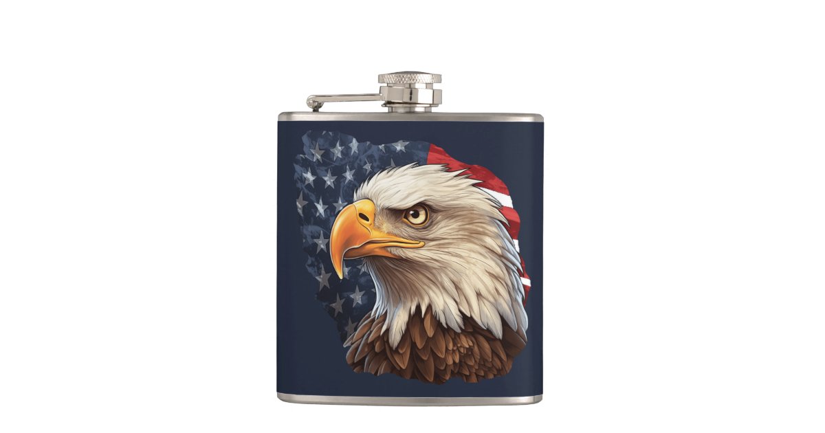 American Flag Bald Eagle Flask | Zazzle