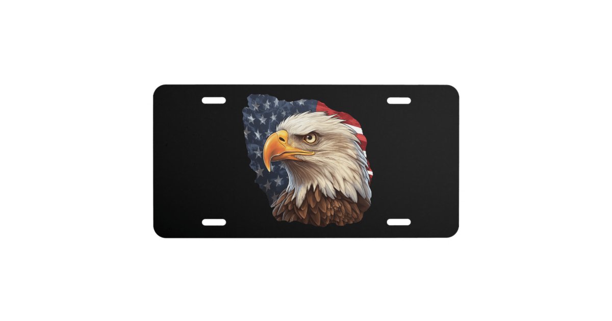 American Flag Bald Eagle License Plate | Zazzle