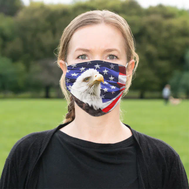 American flag Bald Eagle Patriotic Adult Cloth Face Mask | Zazzle
