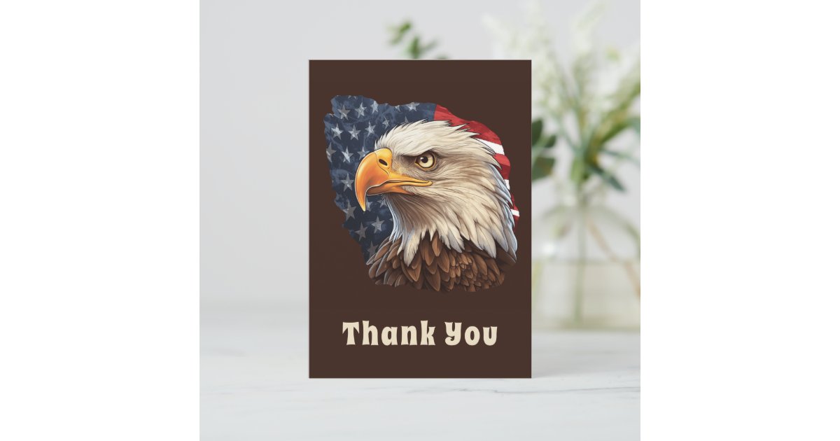 American Flag Bald Eagle Thank You Card | Zazzle