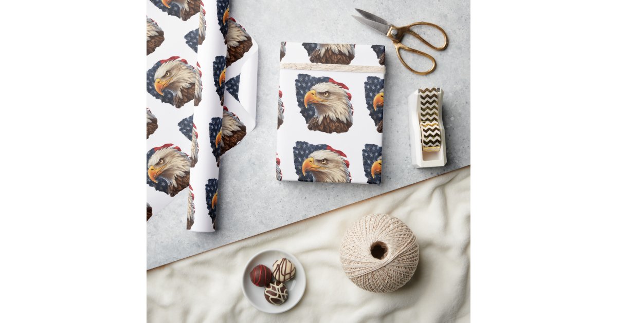 American Flag Bald Eagle Wrapping Paper | Zazzle