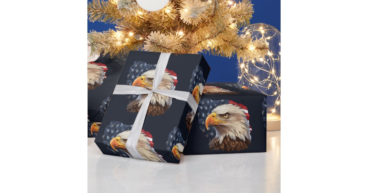 American Flag Bald Eagle Wrapping Paper | Zazzle