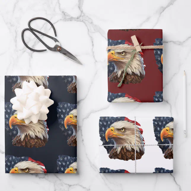 American Flag Bald Eagle Wrapping Paper Sheets | Zazzle