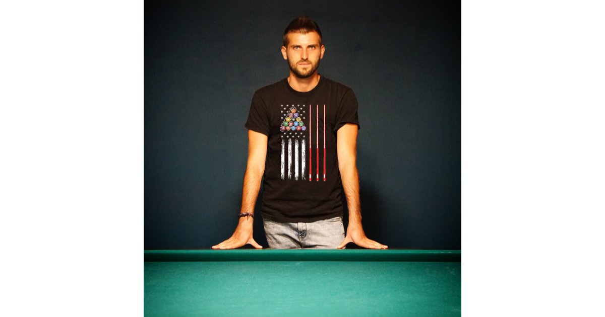 American Flag Billiard Pool Player T-shirt | Zazzle