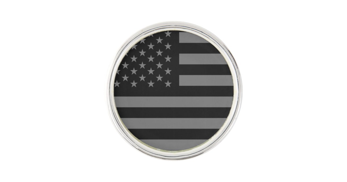 American Flag Black Gray Pin | Zazzle
