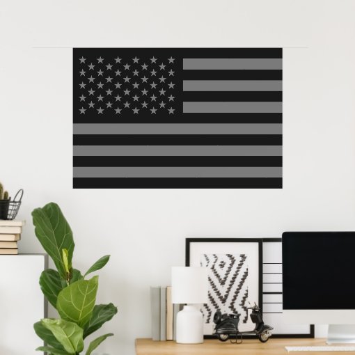 American Flag Black Gray Poster | Zazzle