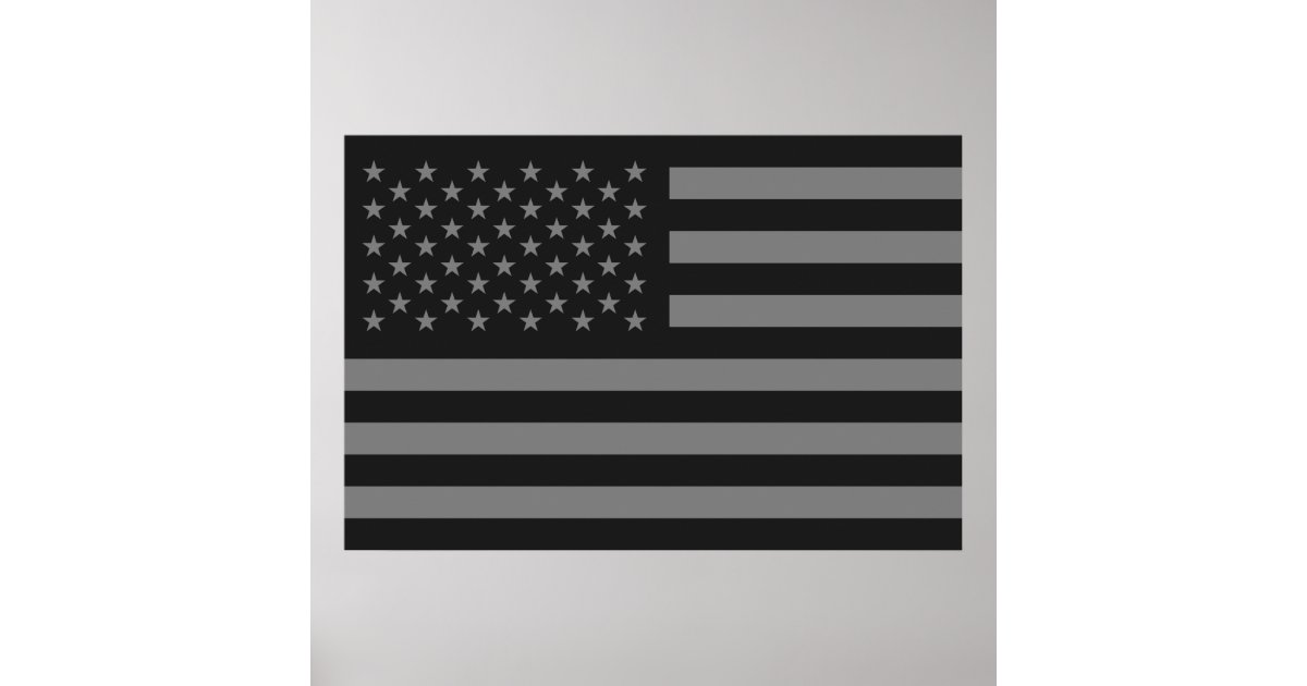 American Flag Black Gray Poster | Zazzle