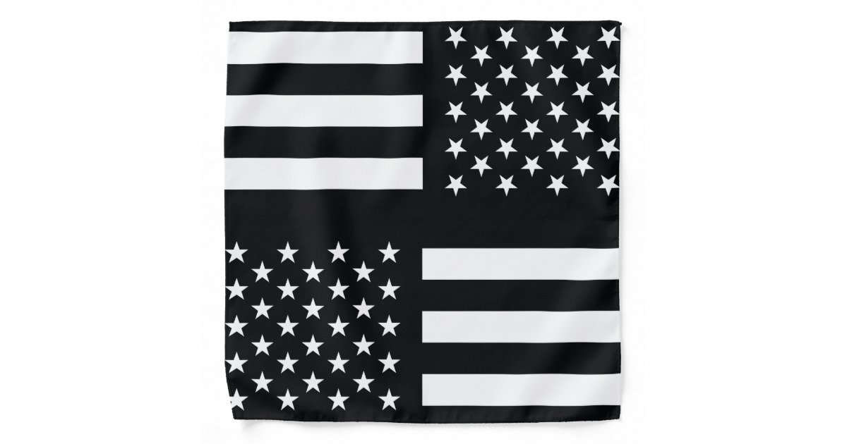 American Flag Black White Bandana | Zazzle