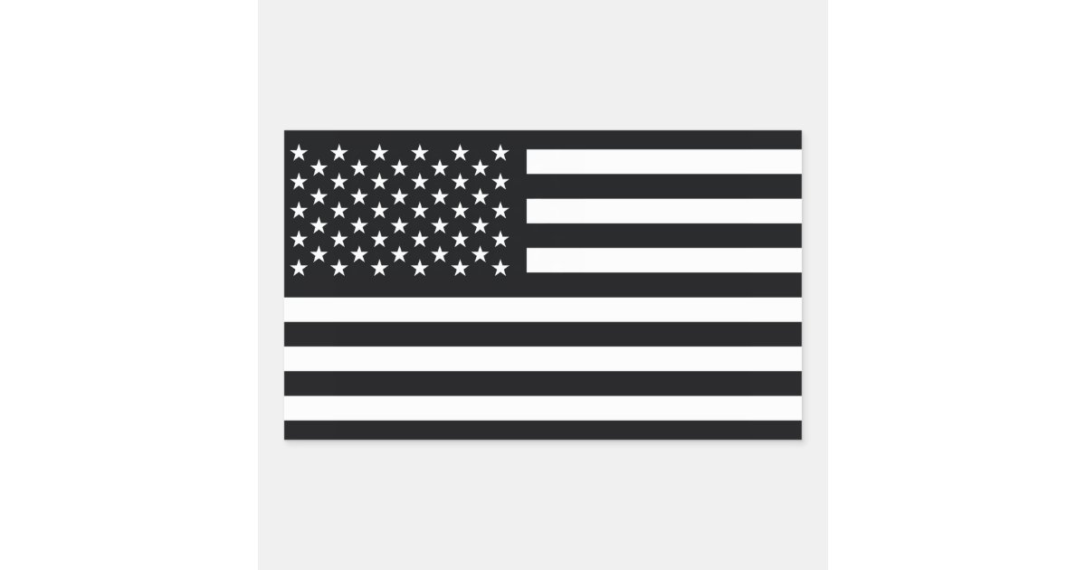 American Flag Black White Rectangular Sticker | Zazzle
