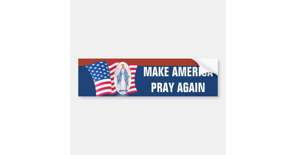 American Flag Blessed Virgin Mary Bumper Sticker | Zazzle