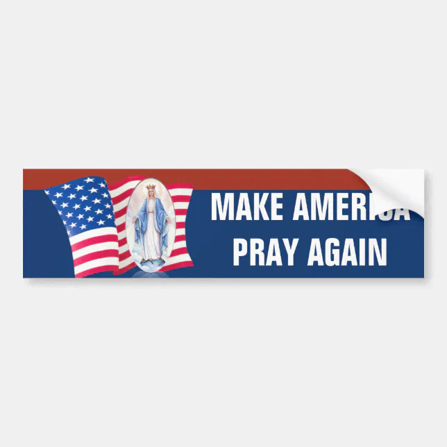 American Flag Blessed Virgin Mary Bumper Sticker | Zazzle