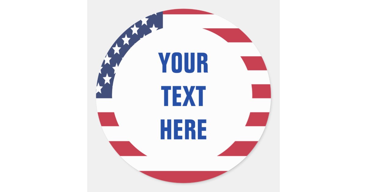 American Flag Border custom text Classic Round Sticker | Zazzle