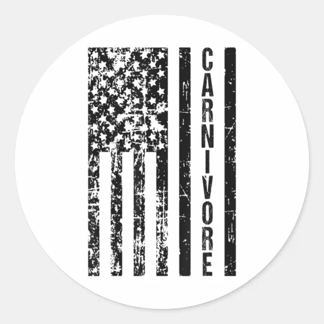 American Flag Carnivore Meat Eater Classic Round Sticker | Zazzle
