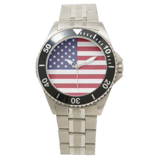 American Flag Classic Stainless Steel Watch | Zazzle.com