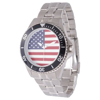 American Flag Classic Stainless Steel Watch | Zazzle