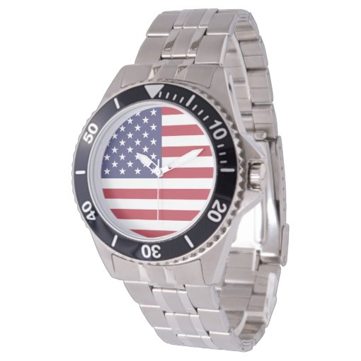 American Flag Classic Stainless Steel Watch | Zazzle