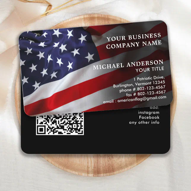 American Flag Corporate Modern Patriotic QR Code Business Card | Zazzle