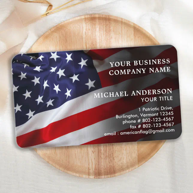 American Flag Corporate Professional Patriotic Business Card | Zazzle