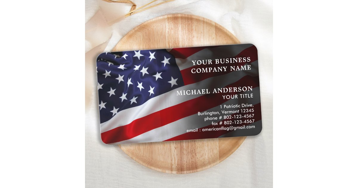 American Flag Corporate Professional Patriotic Business Card | Zazzle