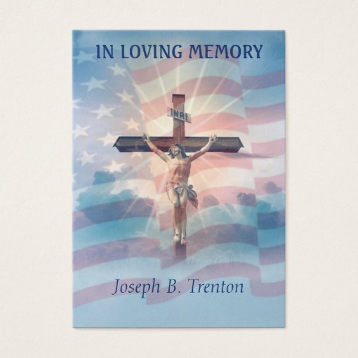 American Flag Crucifix Catholic Memorial Holy Card | Zazzle