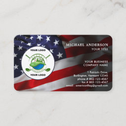 American Flag Custom Corporate Logo Patriotic Business Card | Zazzle