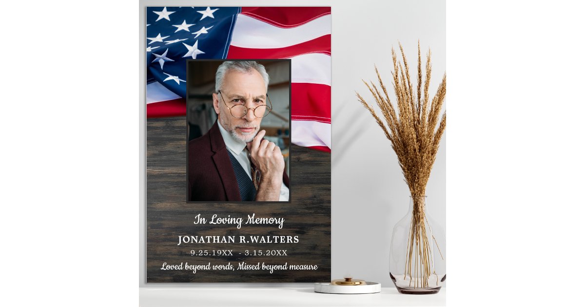 American Flag Custom Photo Patriotic Memorial Poster | Zazzle