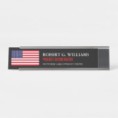American Flag Customized Black Desk Name Plate | Zazzle