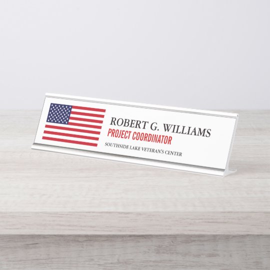 American Flag Customized Desk Name Plate | Zazzle.com
