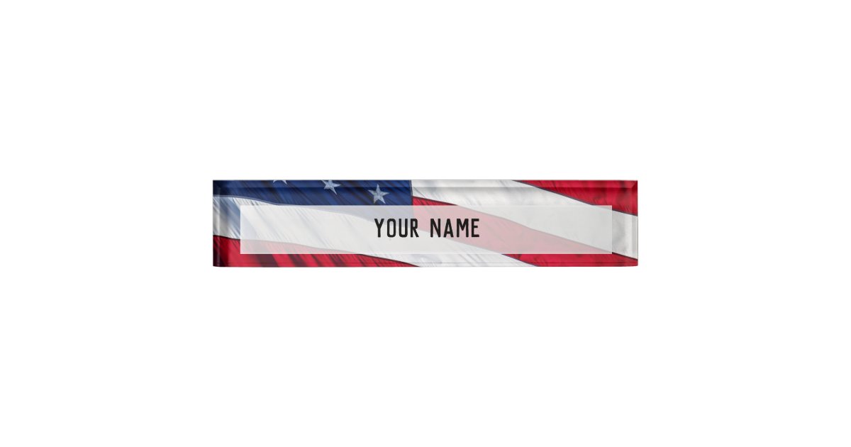 American Flag Desk Name Plate | Zazzle