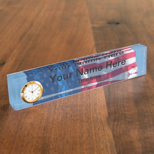 American Flag Desk Name Plate | Zazzle