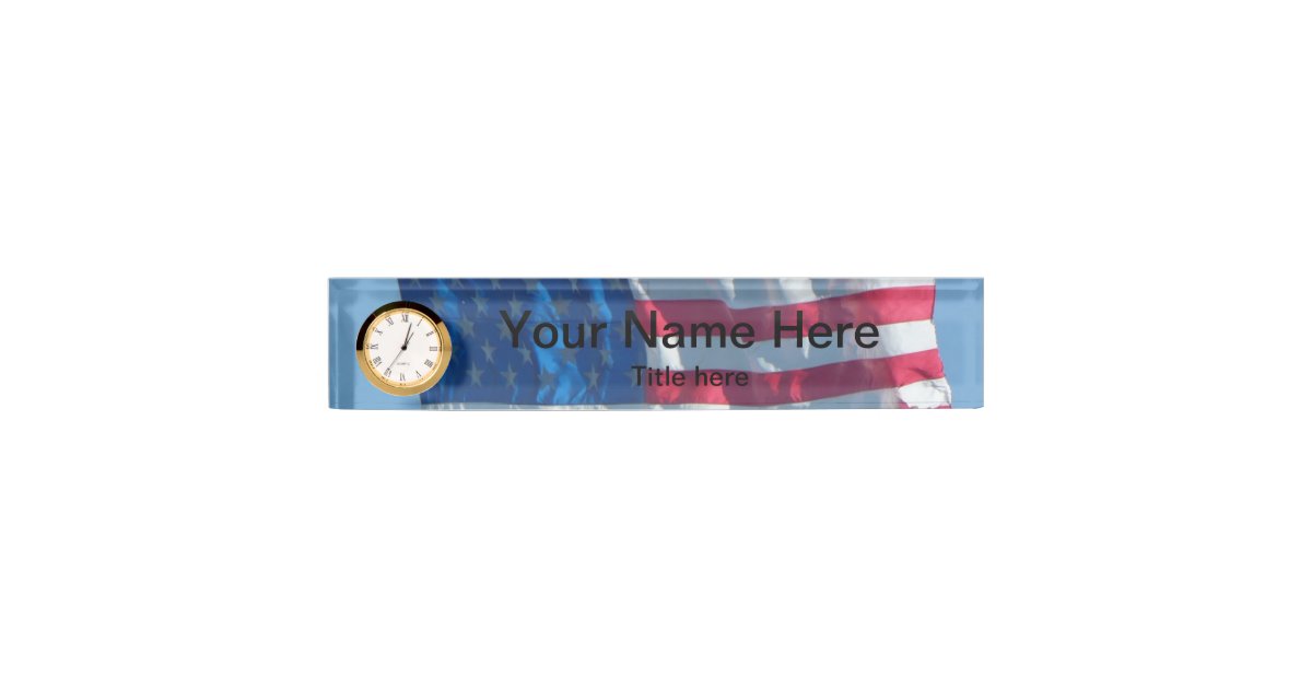 American Flag Desk Name Plate | Zazzle