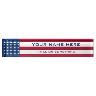 American Flag Desk Name Plate | Zazzle
