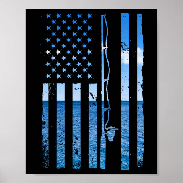 American Flag Fish Fisher Fisherman Funny B Fishin Poster | Zazzle