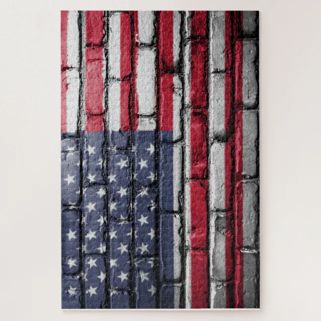 American Flag, Flag on Bricks Jigsaw Puzzle | Zazzle