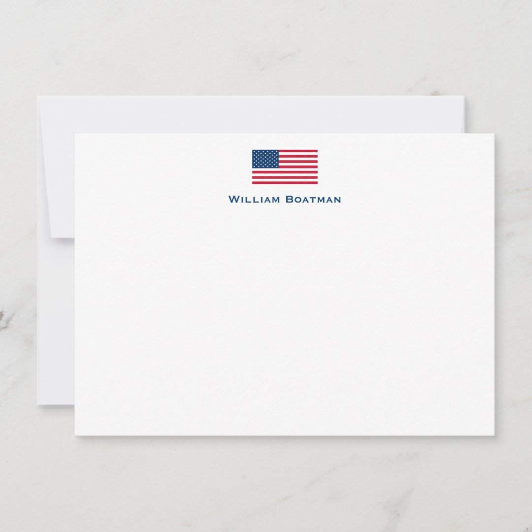 American Flag Flat Note Card | Zazzle