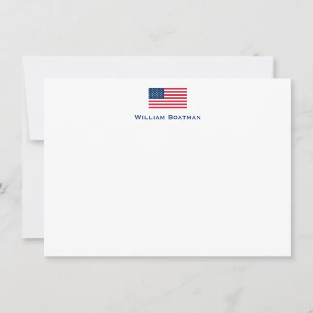 American Flag Flat Note Card | Zazzle