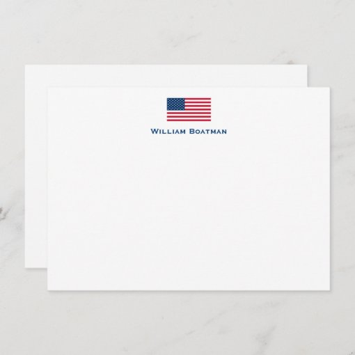 American Flag Flat Note Card | Zazzle