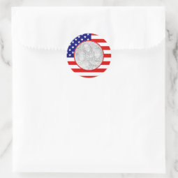 American Flag Frame Classic Round Sticker | Zazzle